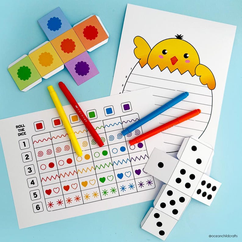 Roll an Easter Egg Printable Game Kids Activity Fun Pattern Learning ...