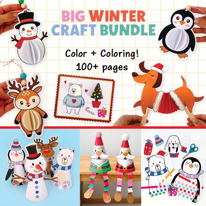 Christmas Craft Bundle Low-prep | Printable Winter Activities Kids Fine ...