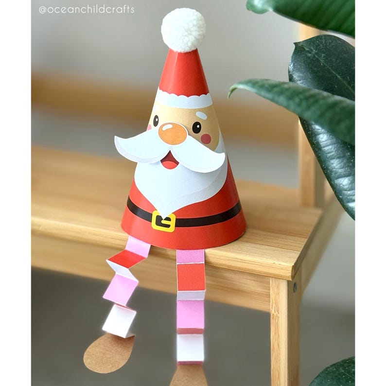 Printable Santa Craft + Coloring Page | Christmas Kids Activity Print ...