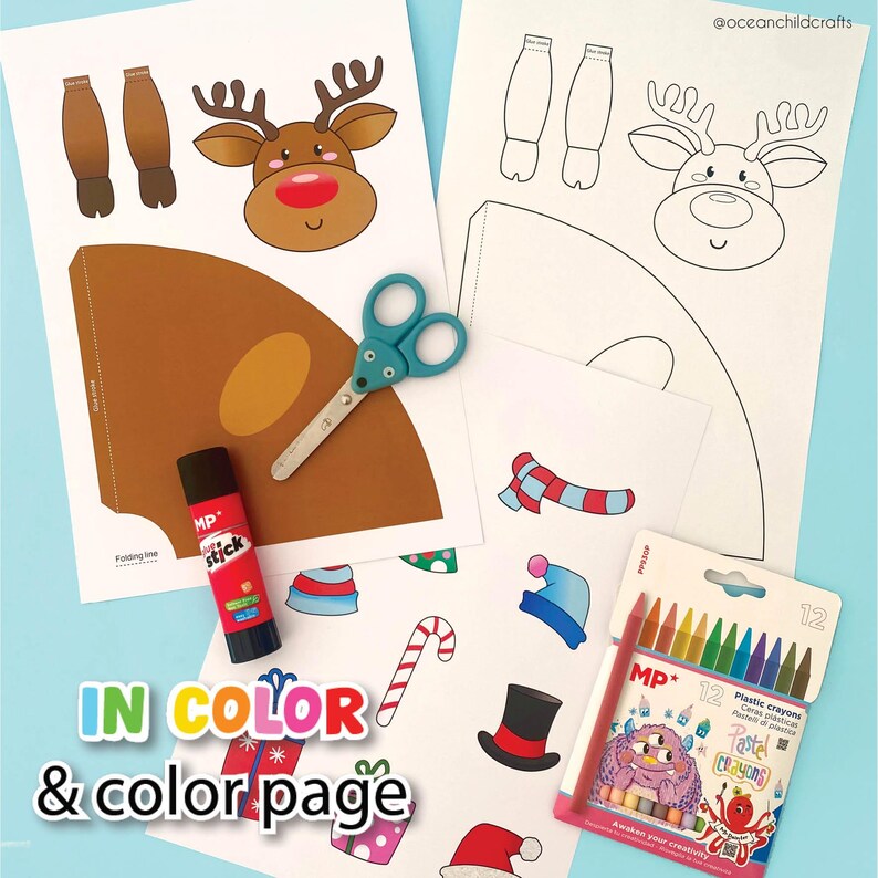 Printable Rudolph the Reindeer Craft for Kids, Preschool Color Cut and ...