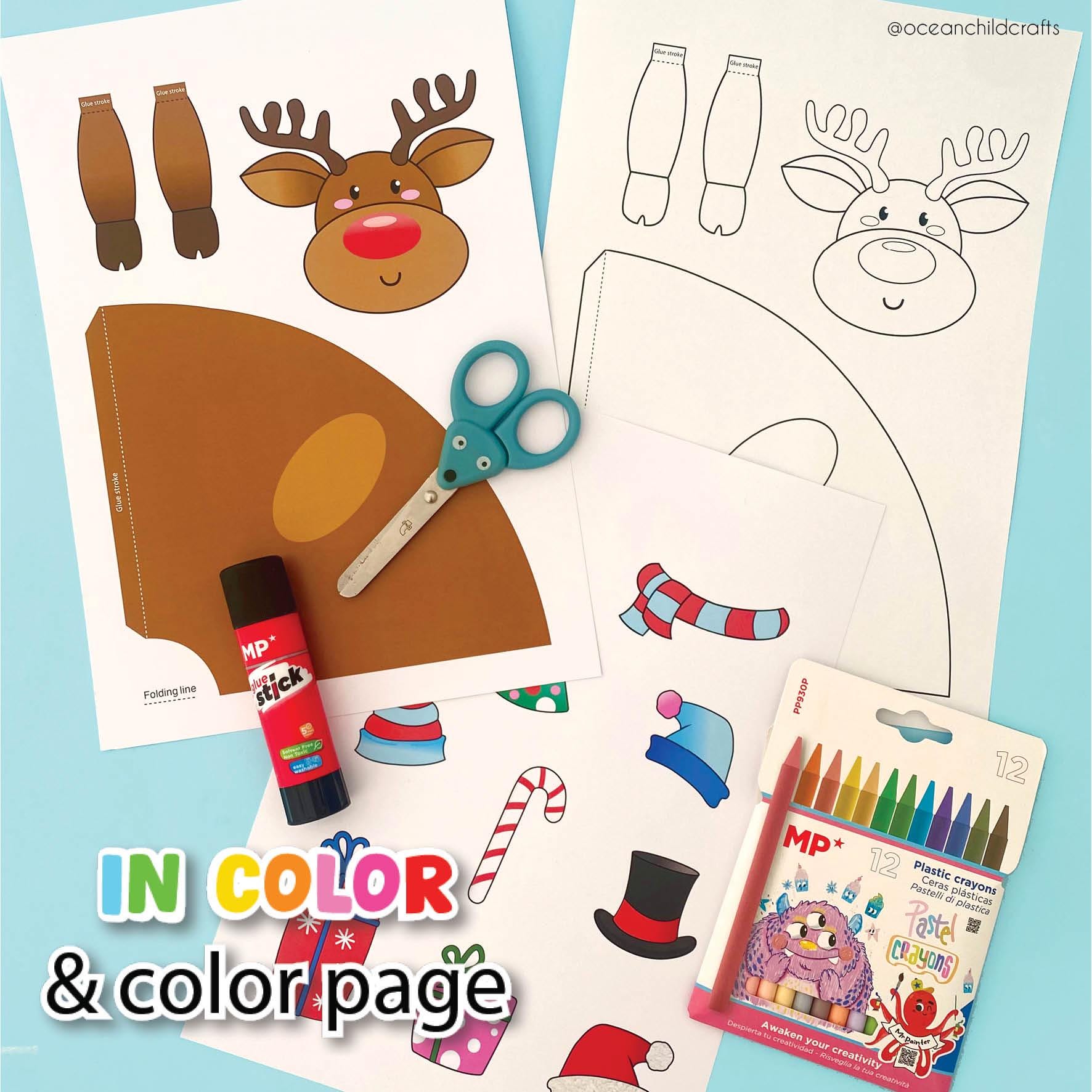 Printable Rudolph the Reindeer Craft for Kids, Preschool Color Cut and ...
