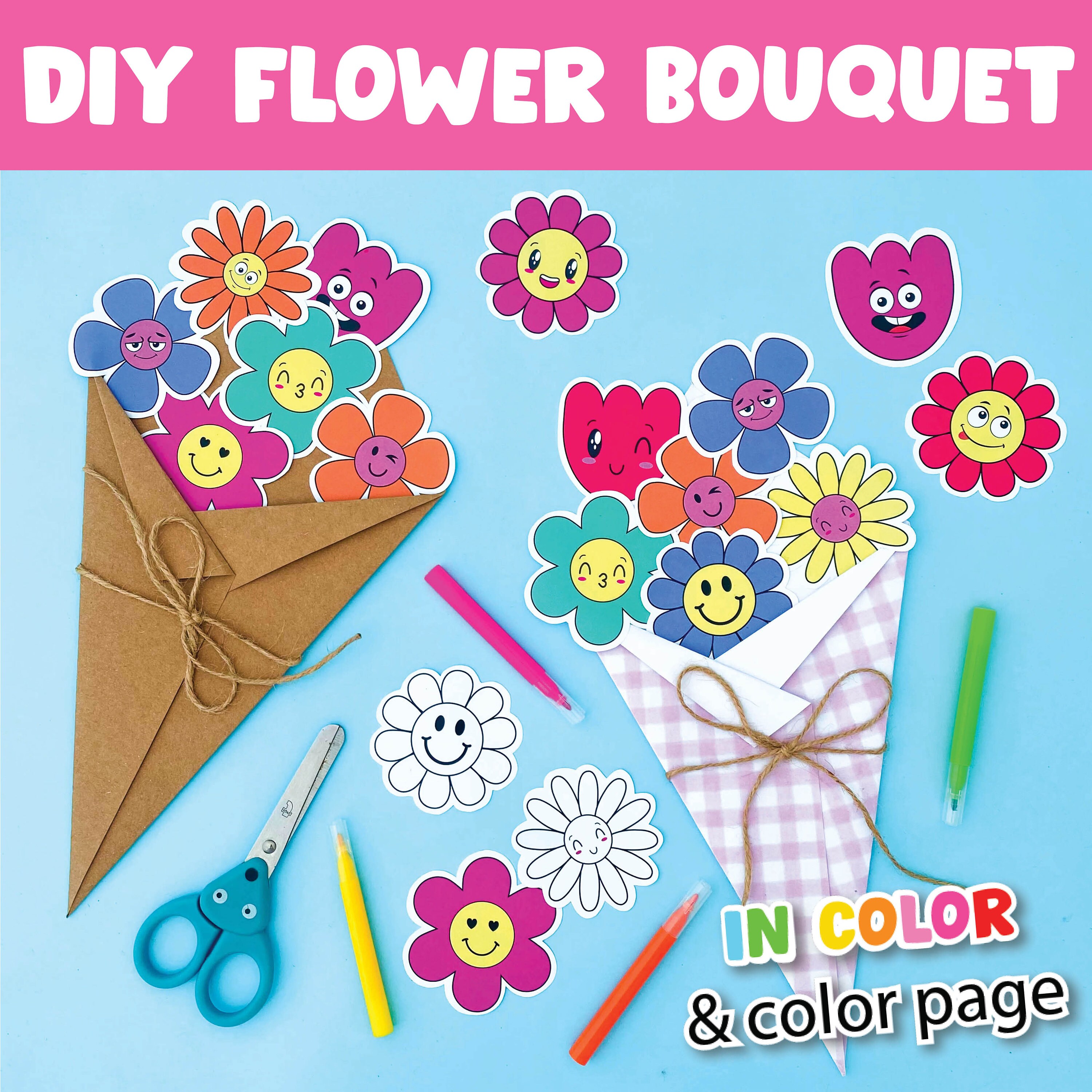 DIY Flower Bouquet Craft Printable Kids Printable Gift Idea Flower ...