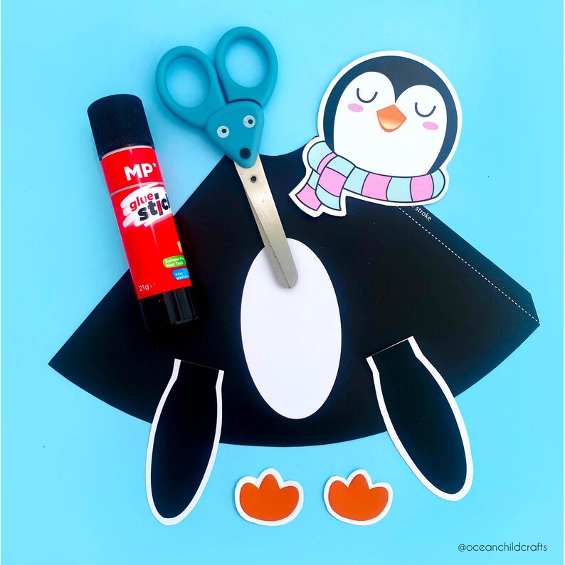 Penguin Craft for Kids, Penguin Color Cut Glue Kids Template Winter ...