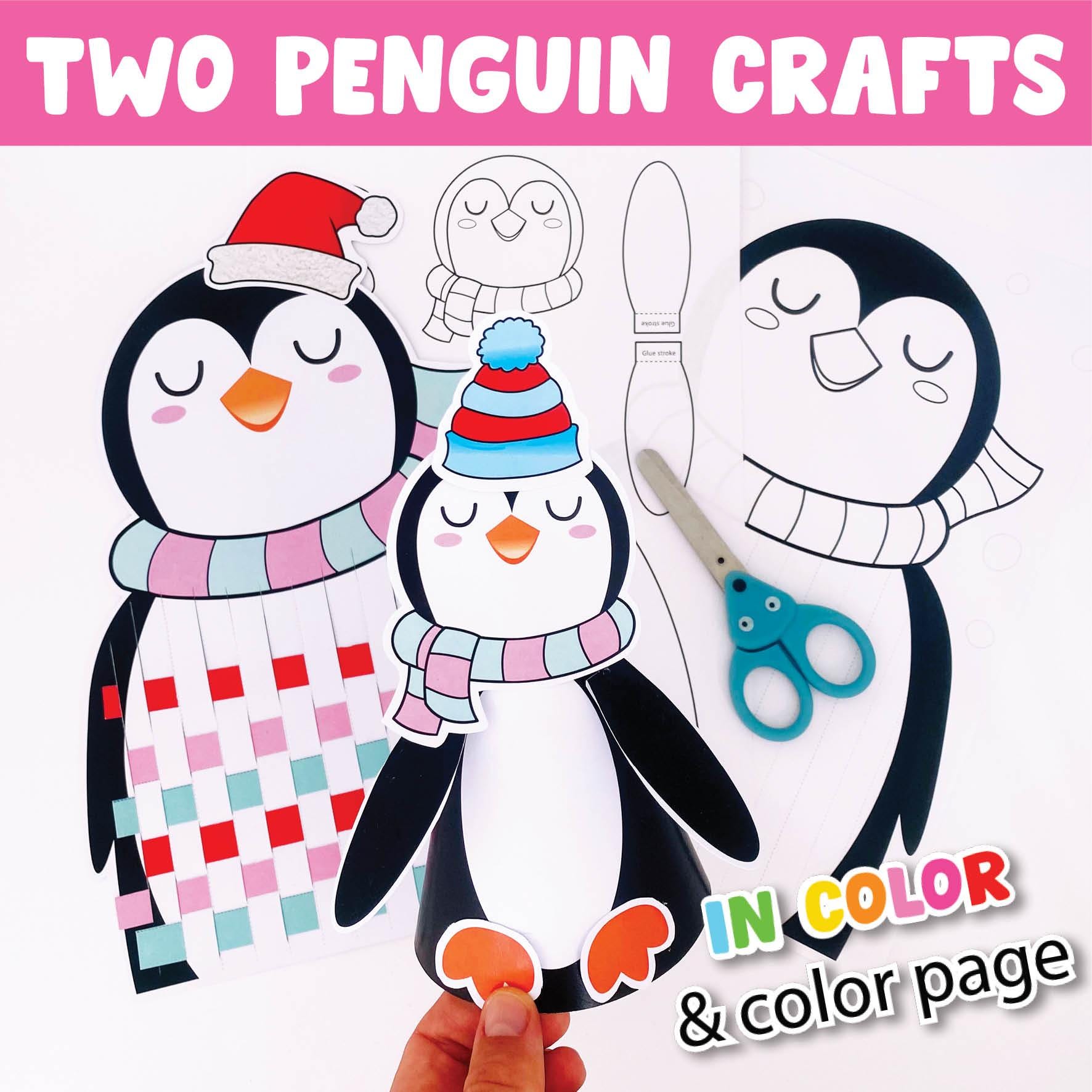 TWO Penguin Crafts for Kids Printable Arctic Penguin Craft Template ...