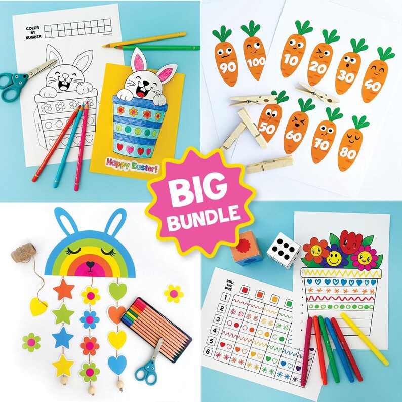BIG Easter Printable Bundle Kids Crafts Easter Coloring Pages Spring ...