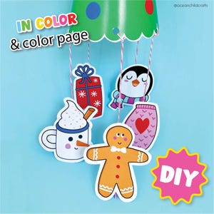 DIY Christmas Tree Mobile Craft Printable Easy Prep Holiday Craft ...