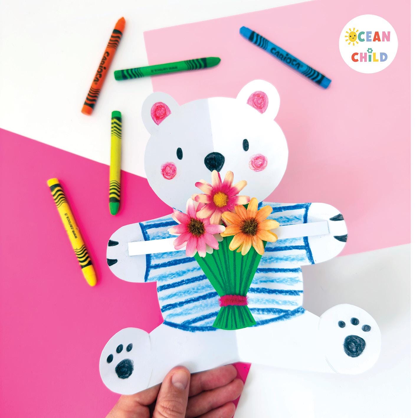 Bear Pop-up Card Craft Printable, Kids Valentine & Mother’s Day Card ...