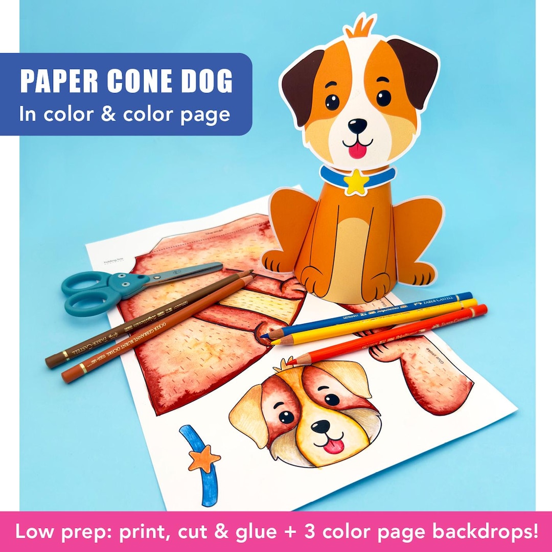 Low Prep Dog Craft for Kids | Printable 3D Animal Craft | Cut and Glue ...