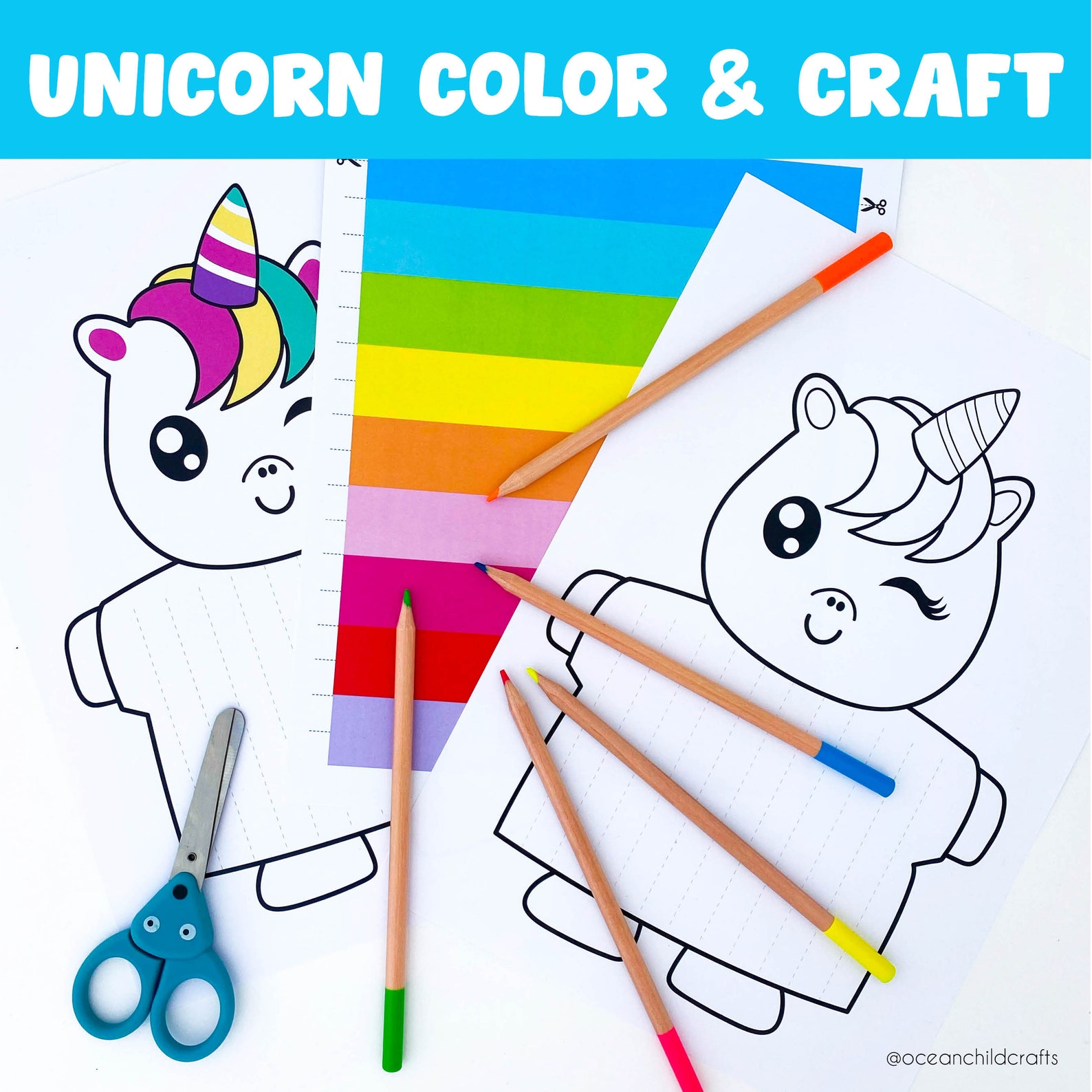 Unicorn Birthday Party Printable Activity Paper Craft Unicorn Printable ...