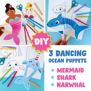 Shark Craft Printable Ocean Animals Coloring Page Activity Summer Camp ...