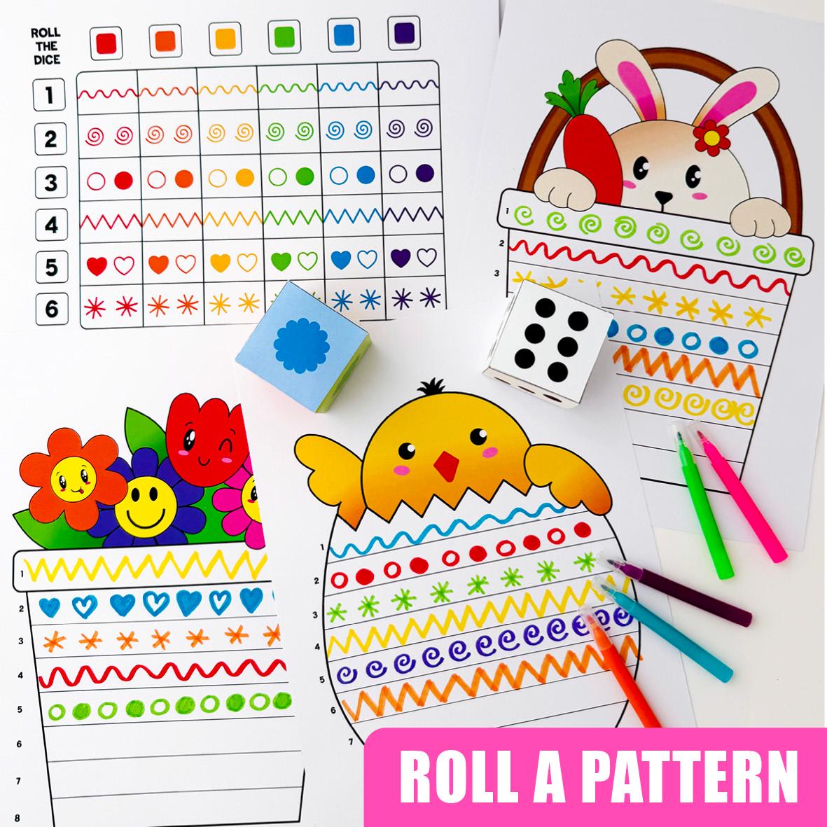 Easter Egg Roll a Pattern Activity: Spring Fine Motor Skills (printable ...