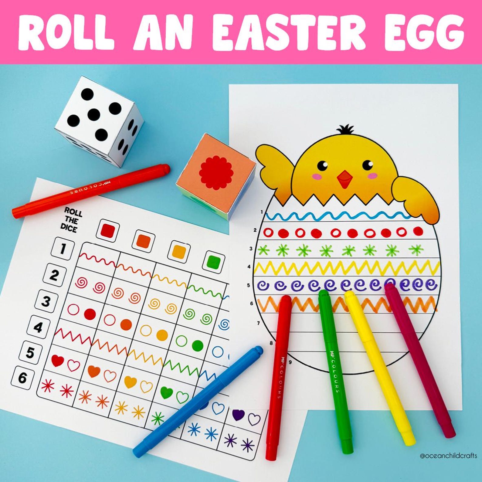 Roll an Easter Egg Printable Game Kids Activity Fun Pattern Learning ...