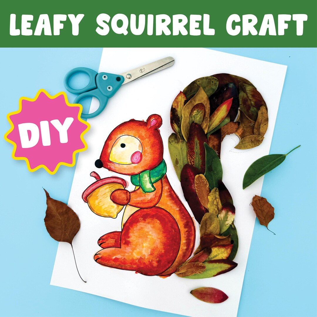 Squirrel Fall Craft Printable | Nature Leaf Art Activity for Kids | Fun ...