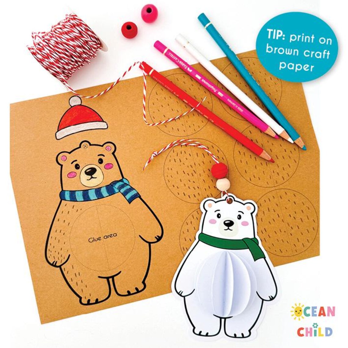 Simple Polar Bear Craft Winter | Arctic Animal Fine Motor Activity for ...