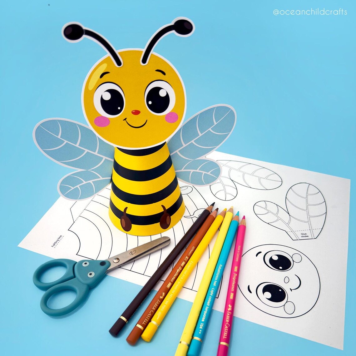 Low Prep Bee Craft Printable | Spring Insect Craft for Kids | Bees Fine ...