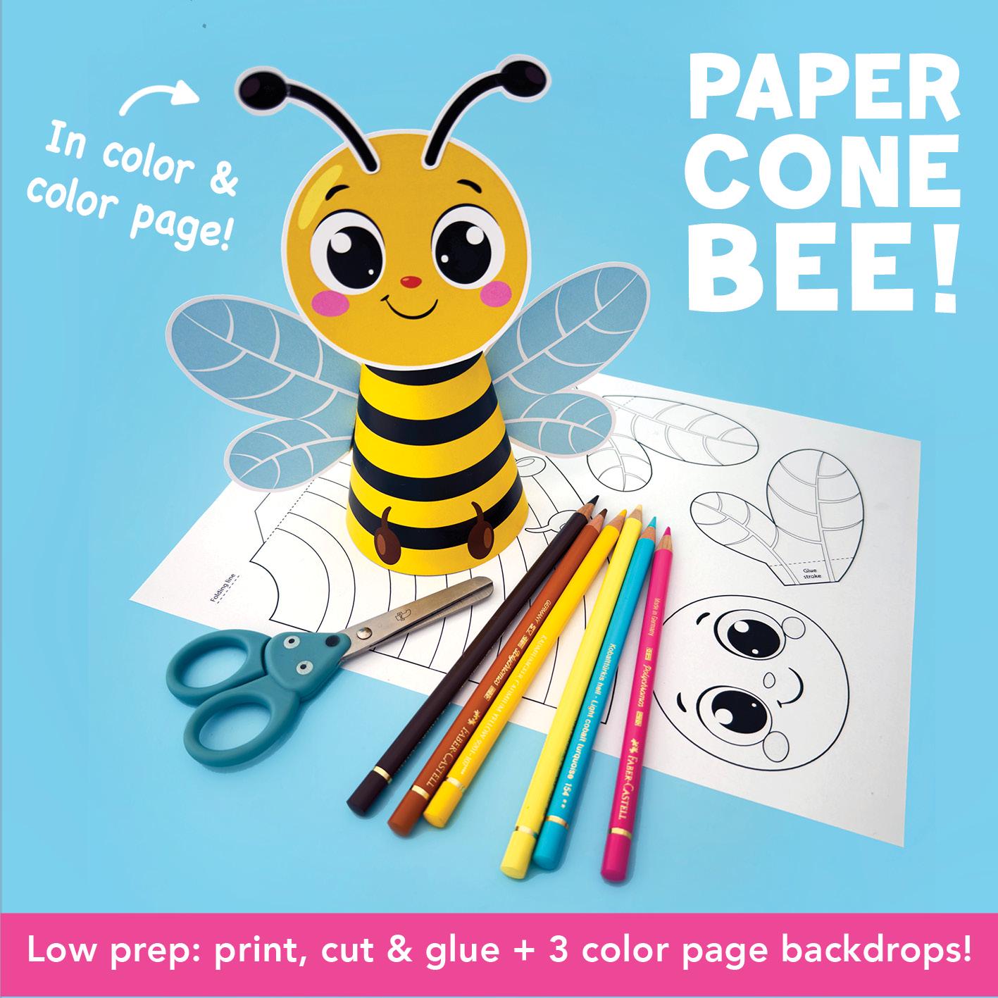 Low Prep Bee Craft Printable | Spring Insect Craft for Kids | Bees Fine ...