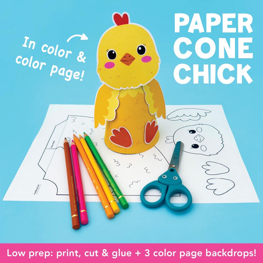 Paper Cone Chick Craft Printable | Farm Animal Chick Craft | Low Prep ...