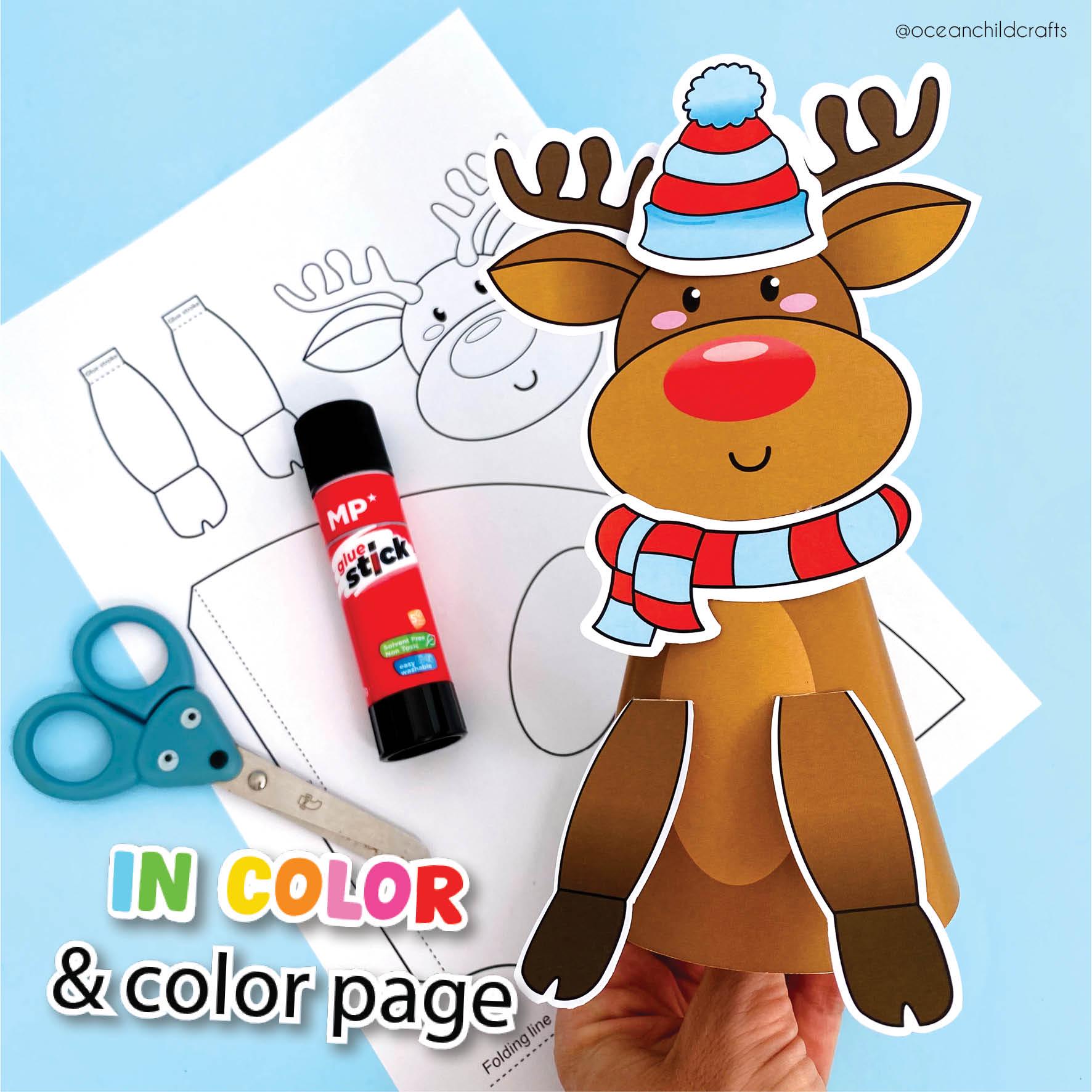 Rudolph Reindeer Paper Puppet: Christmas Craft Activity (printable) - Etsy