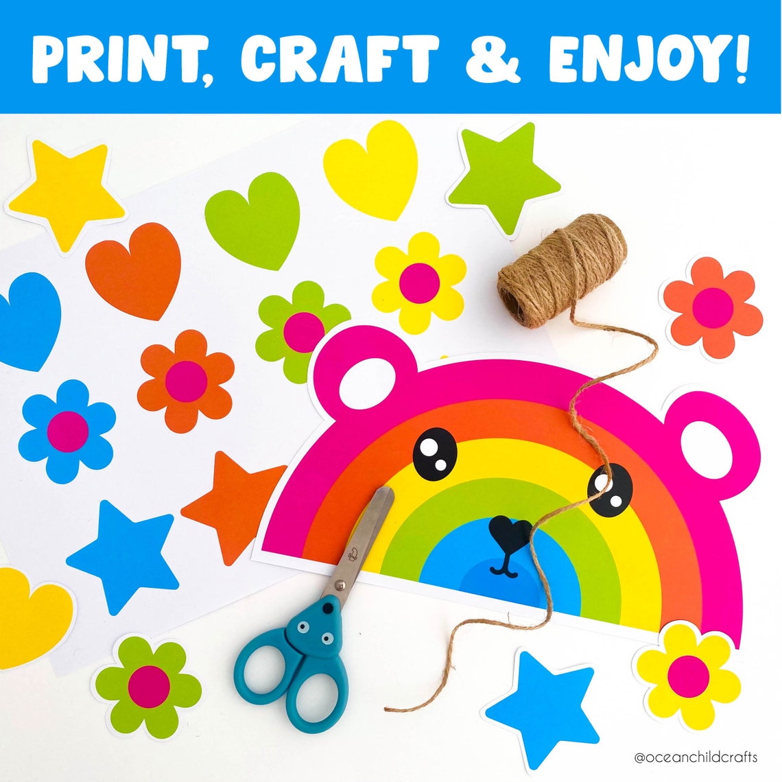 DIY Rainbow Mobile Craft Printable Bear Mobile Printable Kids Coloring ...