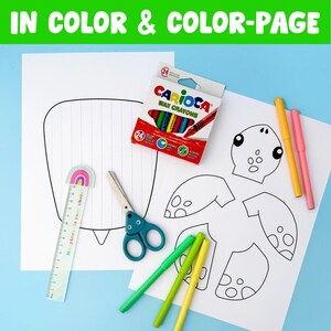 Sea Turtle Craft Printable Summer Activity Kids Ocean Day Template Fine ...
