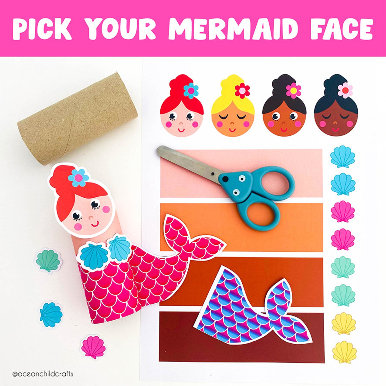 Big Bundle Mermaid Craft Activity Summer Camp Coloring Page Little ...