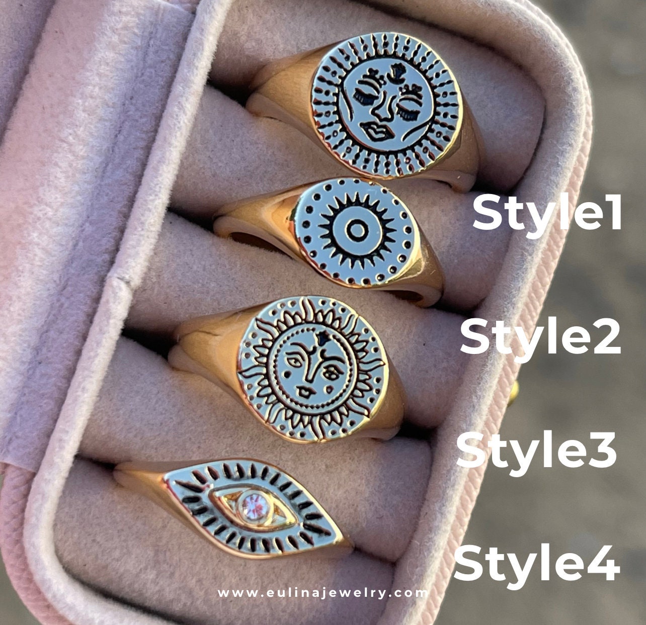 Aesthetic Ring 18K Gold Plated Sun Ring Face Ring Punk - Etsy