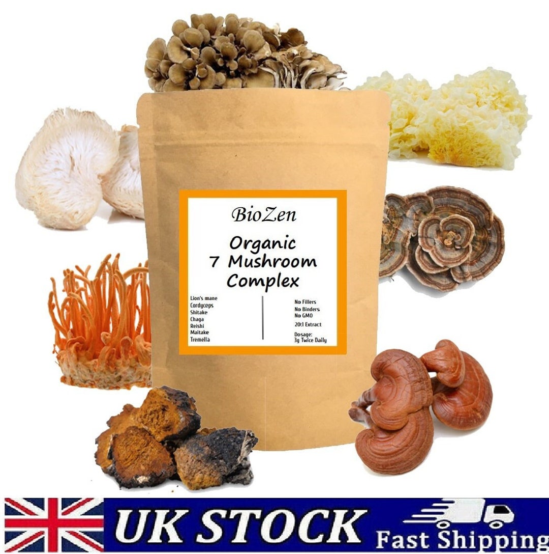 Organic 7 Mushroom Complex Extract Powder, High Concentration 20:1 ...