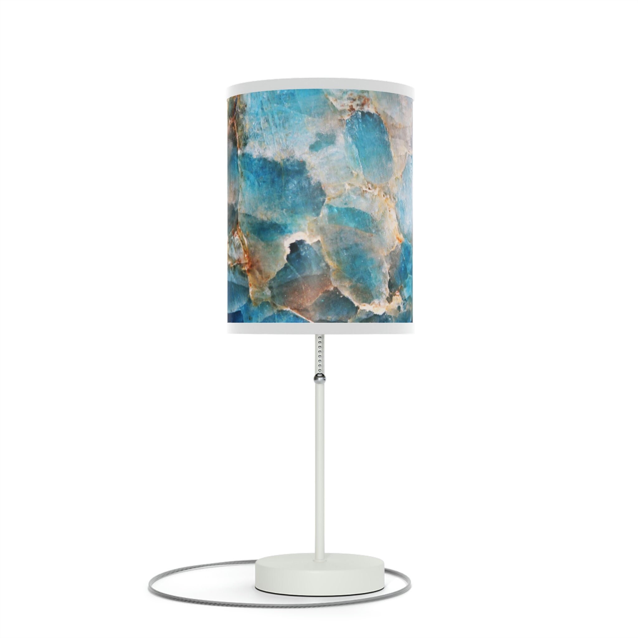 Lamp on a Stand, USCA Plug Beautiful Home Decor Blue Quartz Marble ...