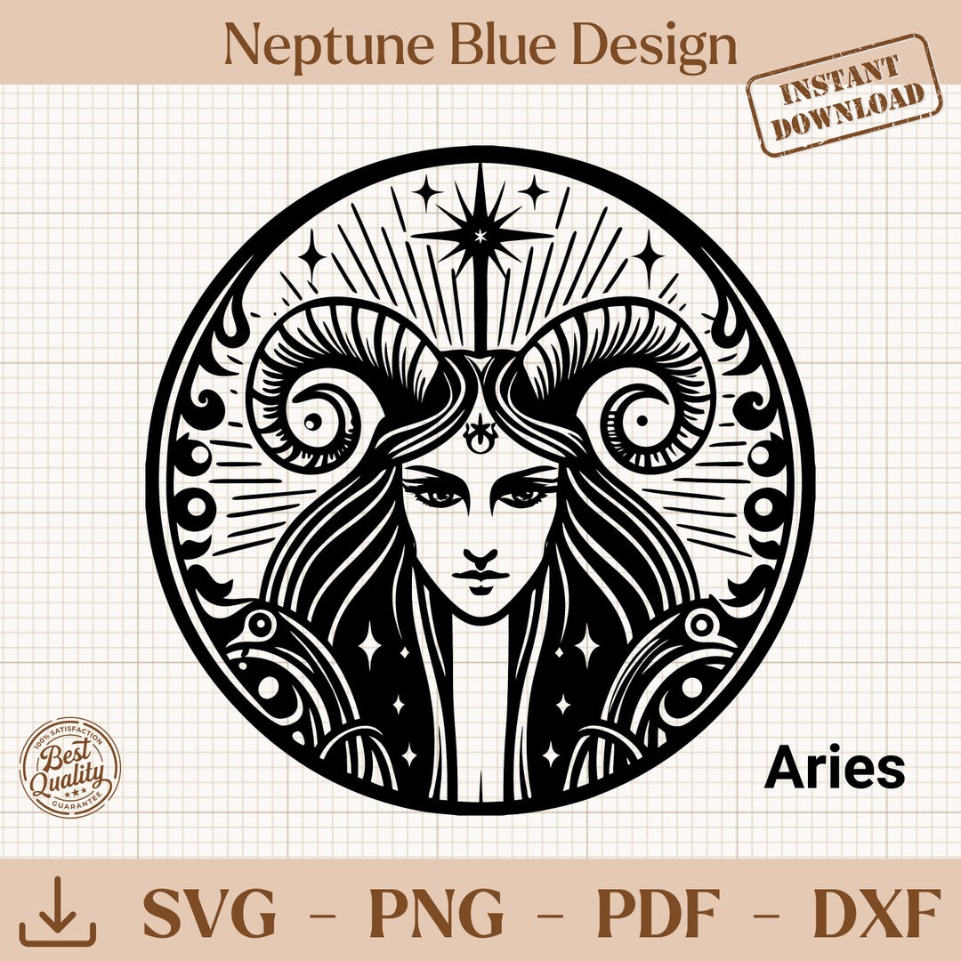 Zodiac Aries Woman SVG, Zodiac Sign PNG, Astrology Clipart, Celestial ...