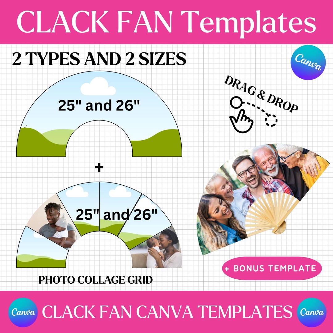 Clack Fan Editable Canva Template, Hand Fan Sublimation Design, Chinese ...