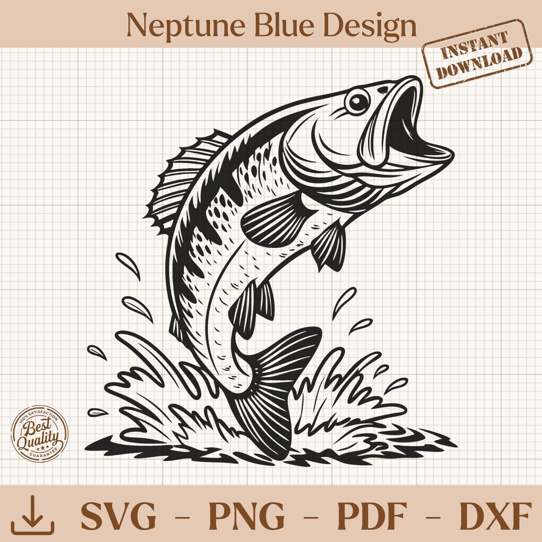 Largemouth Bass Svg, Bass Png, Fishing Clipart, Bass Fish Svg ...