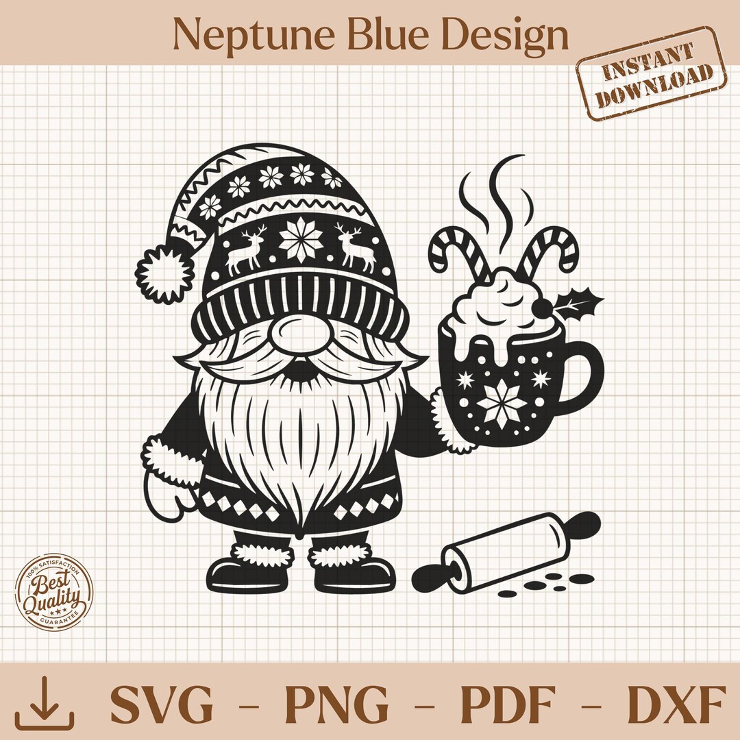 Digital Christmas Gnome Svg, Png, Holiday Baking Gnome Clipart, Winter ...