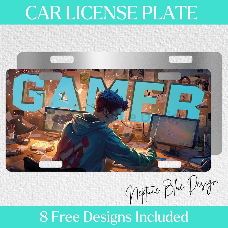 License Plate Gamer Sublimation Design Digital Download PNG Instant ...