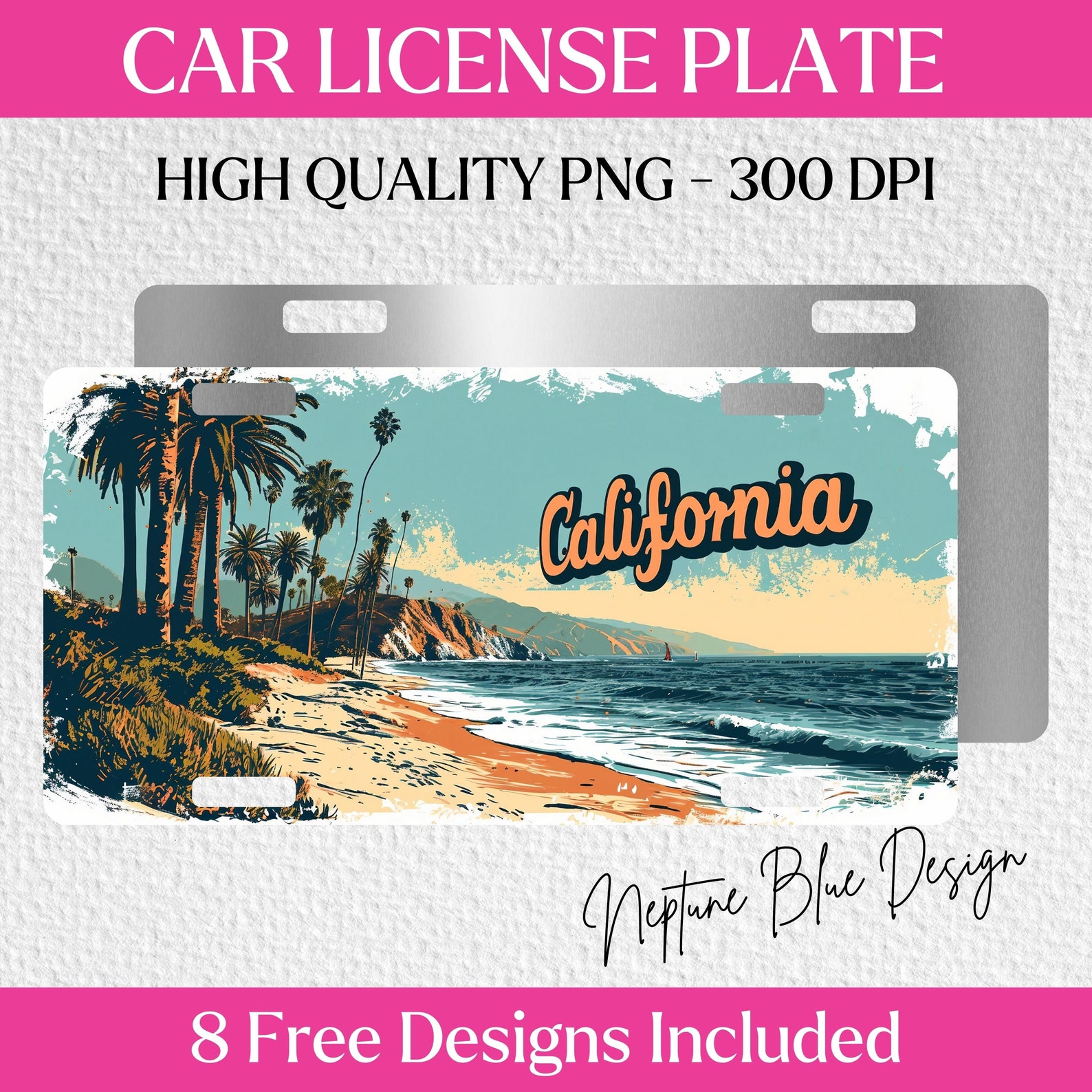 California Vintage License Plate Sublimation Design Digital Download ...