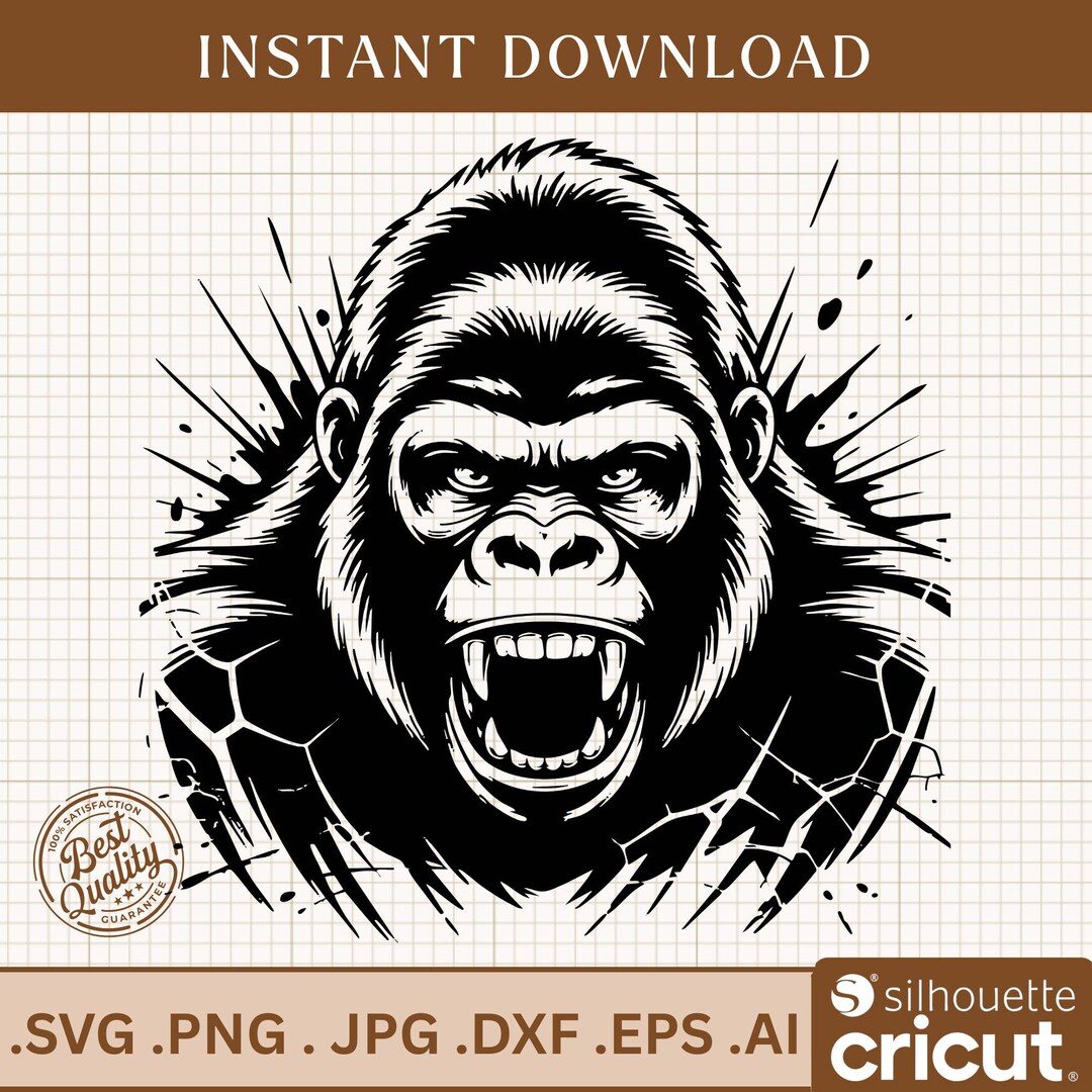 Angry Gorilla Svg, Fierce Ape Png, Breaking Wall Clipart, Wild Animal ...