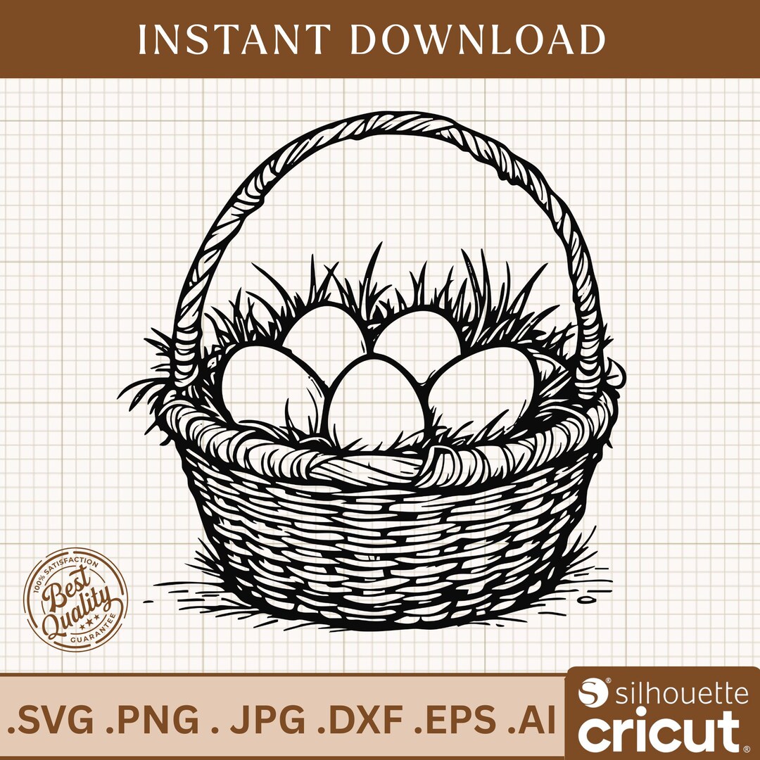 Easter Basket Svg, Easter Egg Png, Spring Basket Clipart, Holiday Theme ...