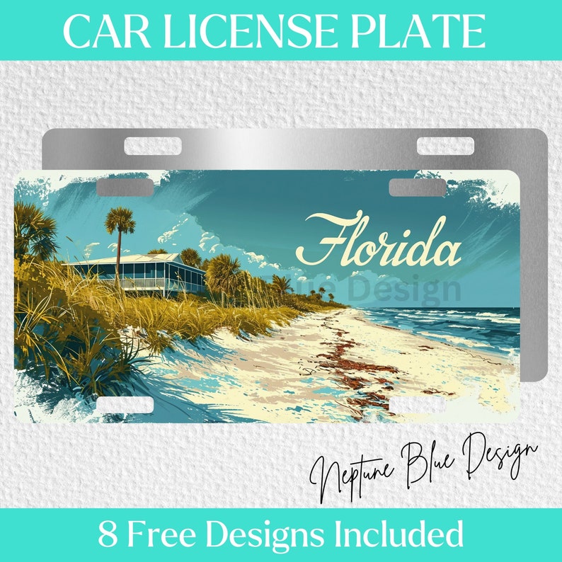 Florida Vintage License Plate Sublimation Design Digital Download PNG ...