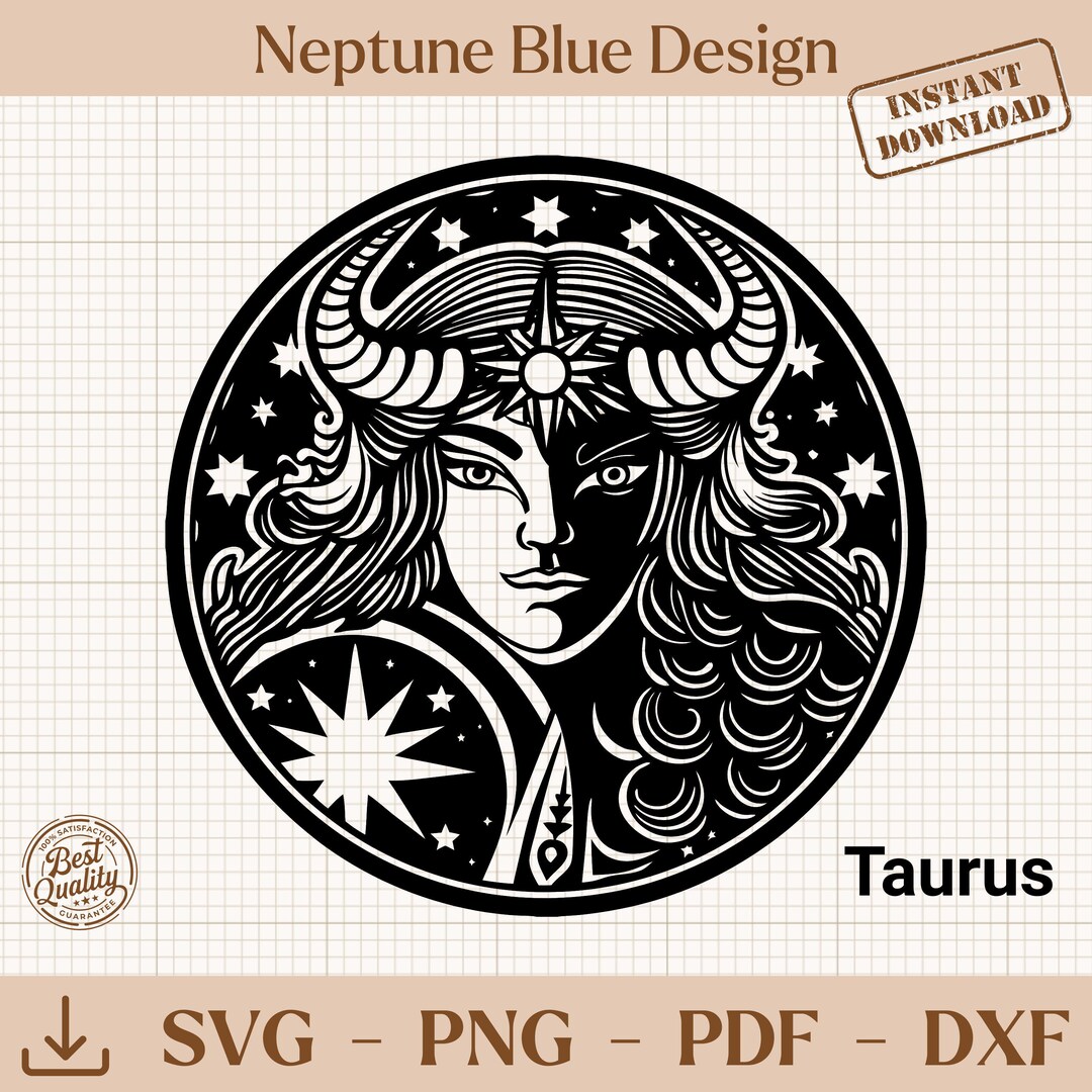 Zodiac Taurus Woman SVG, Zodiac Sign PNG, Astrology Clipart, Celestial ...