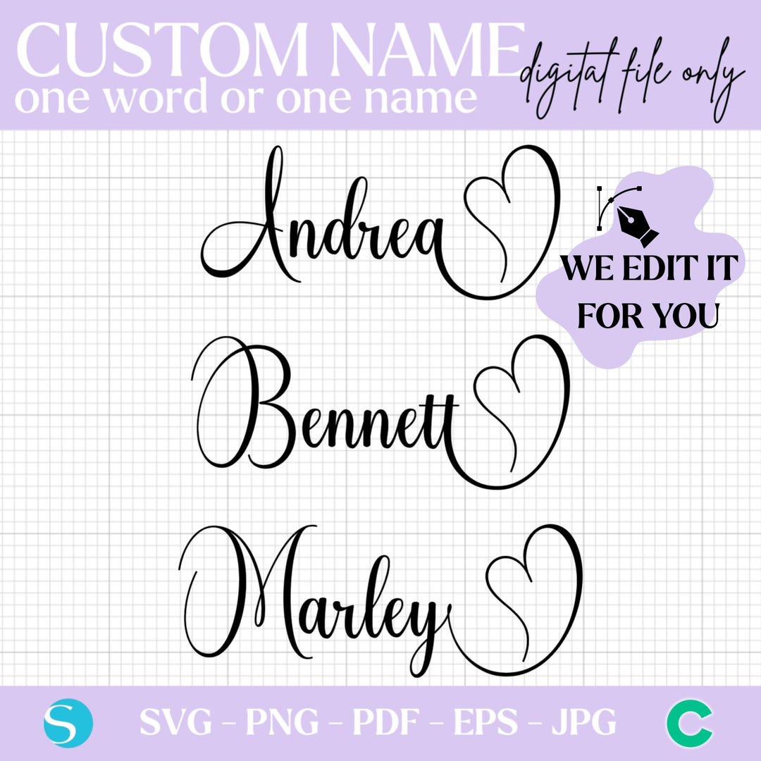Personalized Name Digital, Unique Name SVG for Cricut, Personalized ...