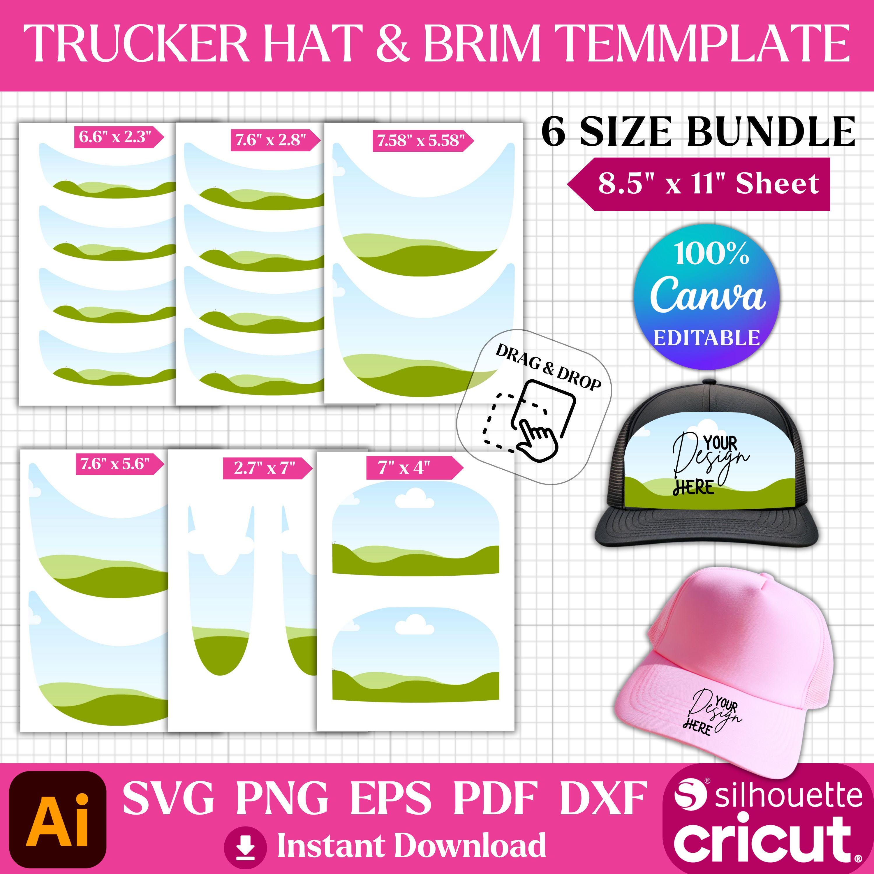 Trucker Hat Brim Template Bundle - Baseball Cap Brim Mockup - Custom ...