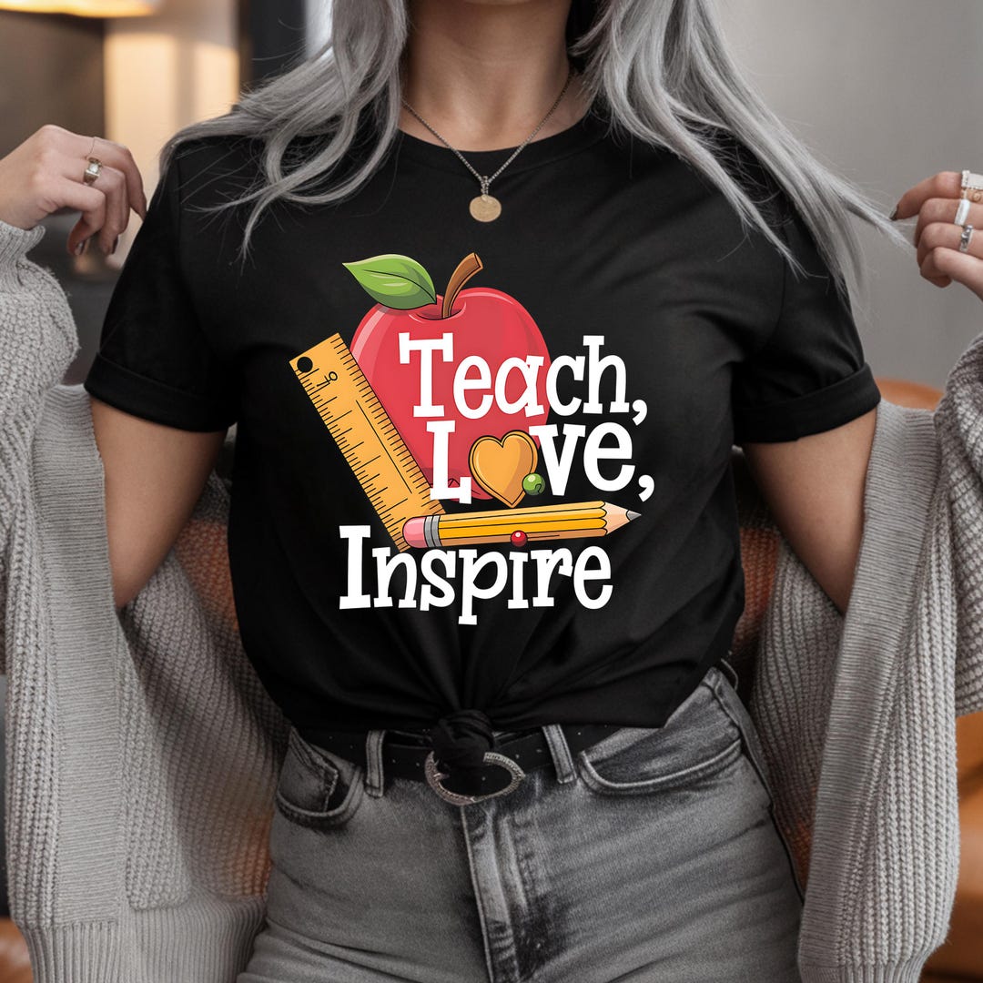 Teacher Love Apple Ruler Pencil Sublimation PNG Digital Download ...