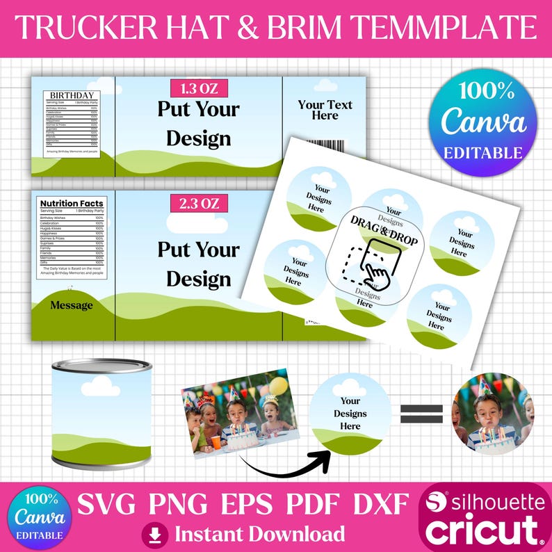 Pringle Label Template SVG, Chip Can Label PNG, Editable Birthday ...