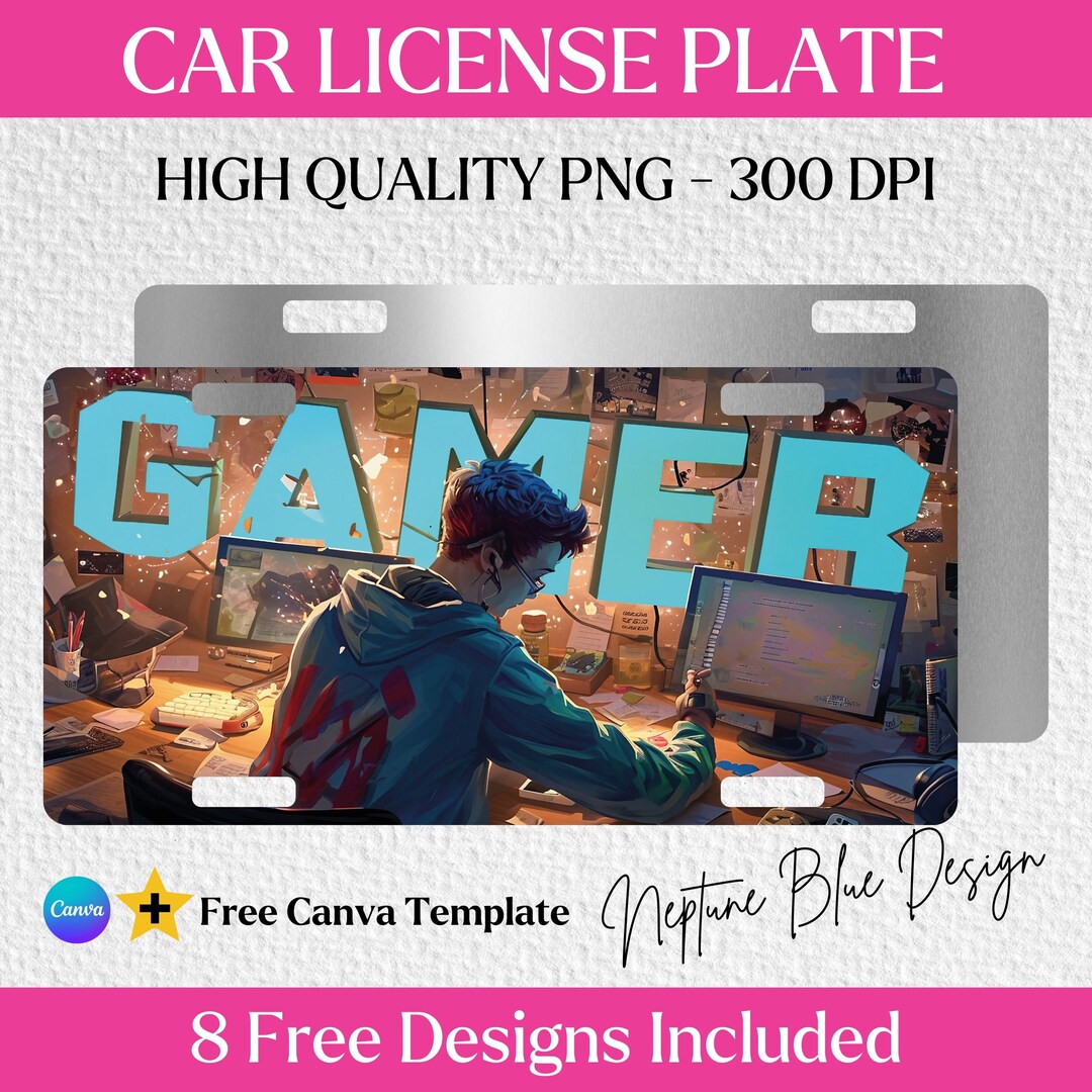License Plate Gamer Sublimation Design Digital Download PNG Instant ...