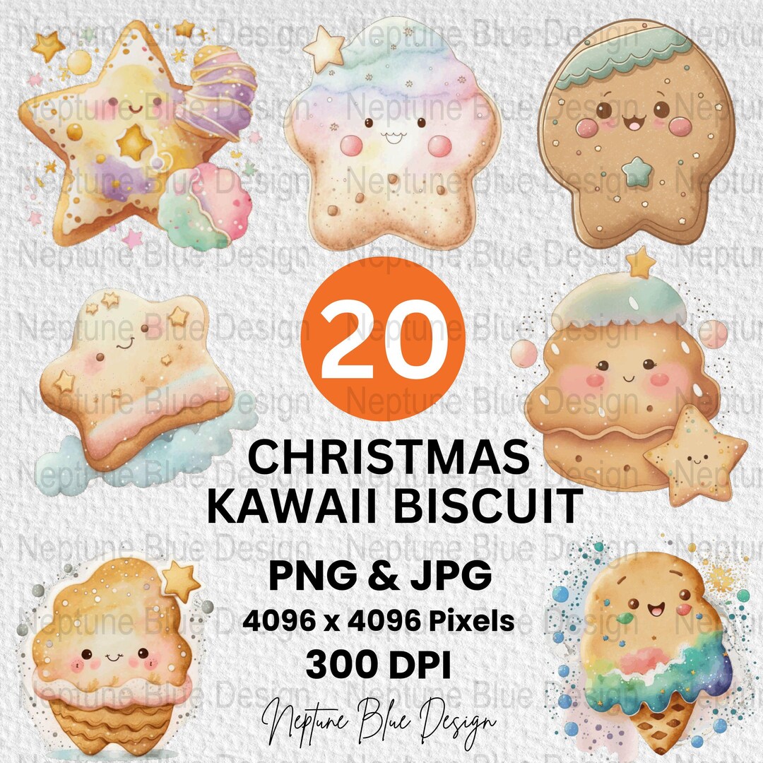 Kawaii Christmas Clipart Clipart 20 High Quality Set of JPG and PNG ...