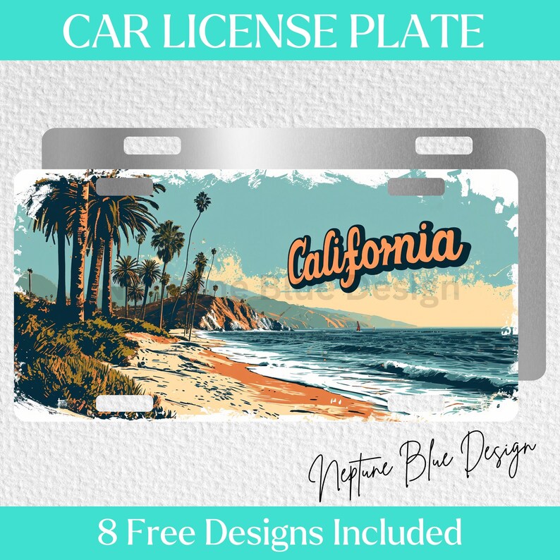 California Vintage License Plate Sublimation Design Digital Download ...