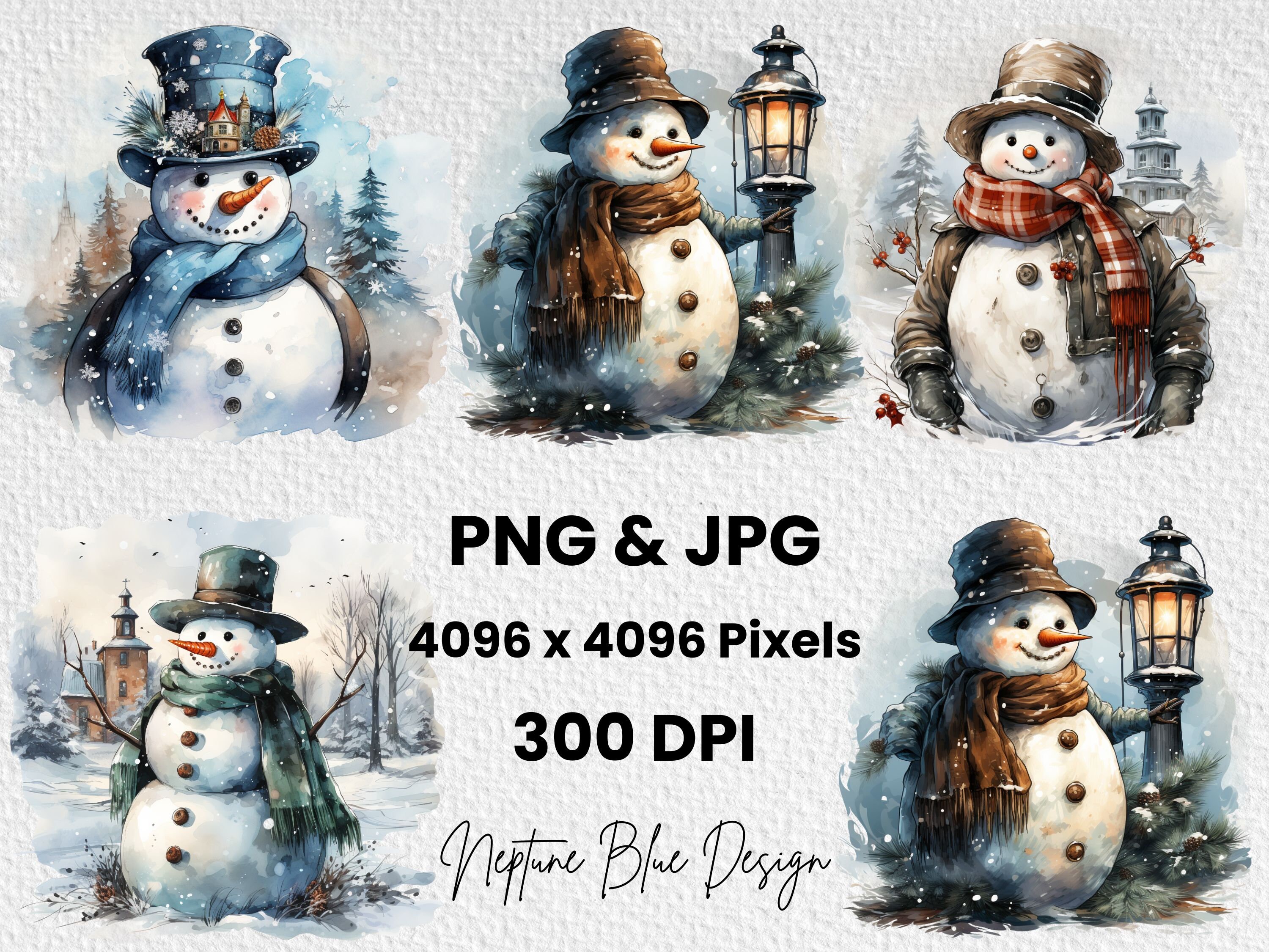 Christmas Snowman Clipart 20 Hight Quality Set of JPG and PNG Cliparts ...