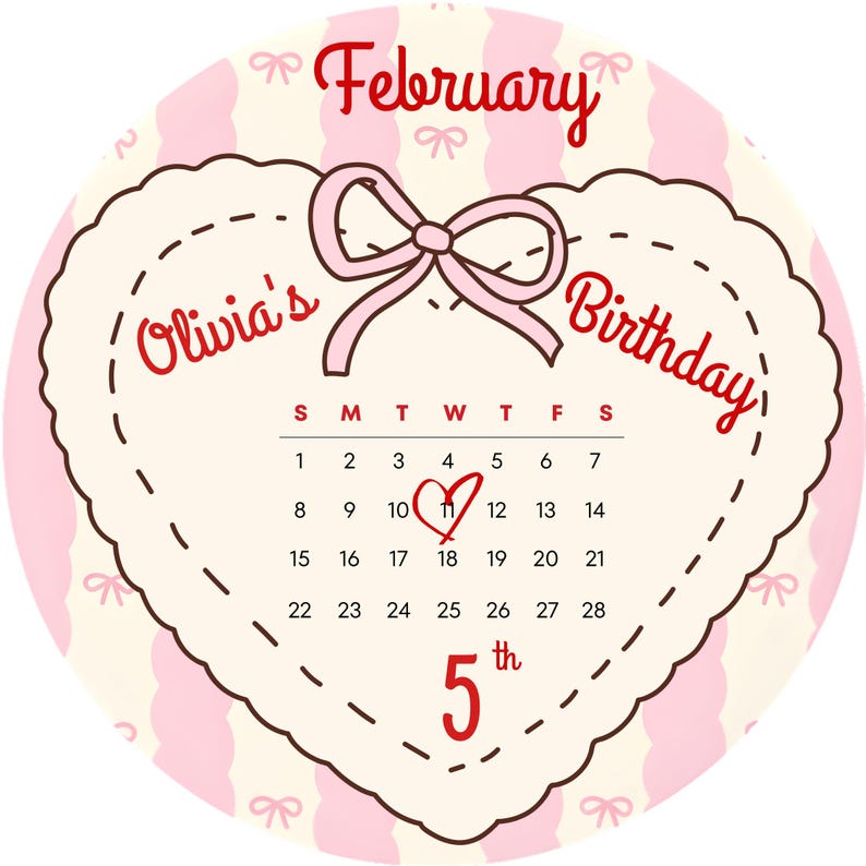 2026 2027 Calendar Cake Topper Template, Editable Birthday Calendar ...