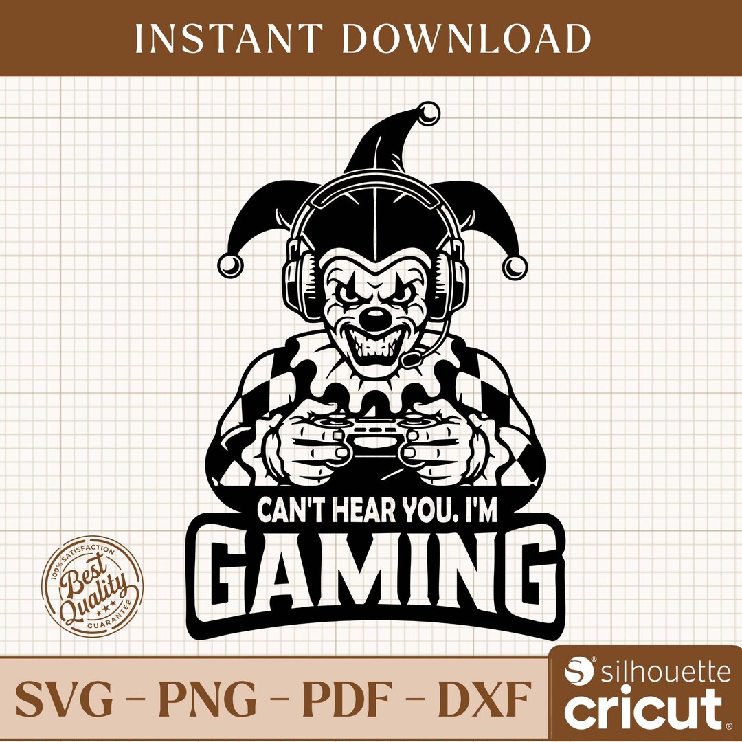 Gaming Clown Svg, Funny Gamer Png, Joke Clown Clip Art, Headphone Gamer ...