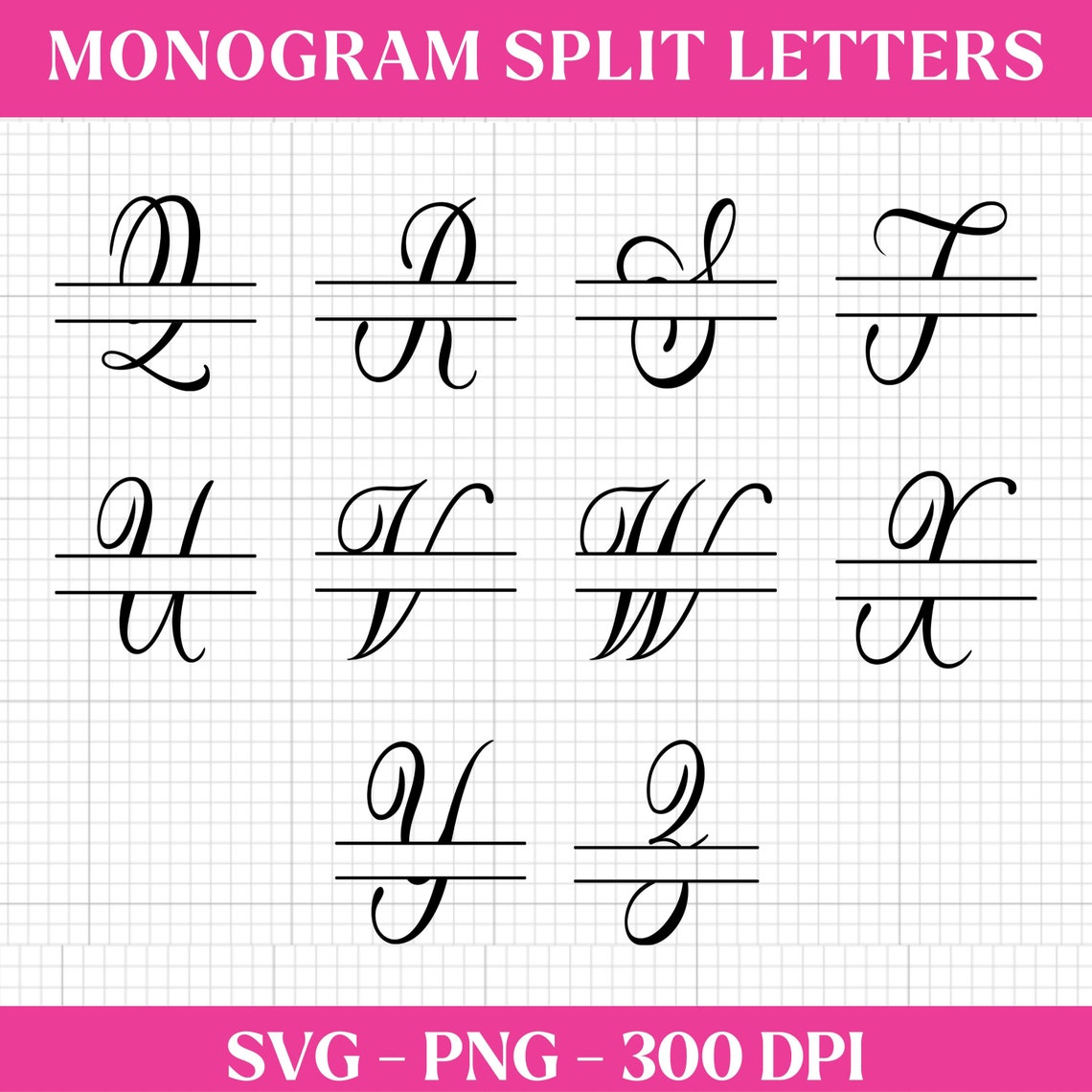 Monogram Split Letter SVG, PNG, Split Letter SVG Files, Monogram Alphabet Frame, Cut File for ...