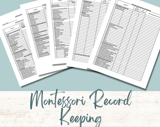 Montessori MATH Activities Monitoring Record Sheet Scope and Sequence ...